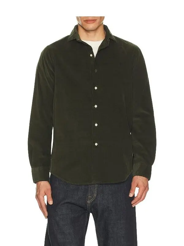 Polo Ralph Lauren Long Sleeve Corduroy Sport Shirt In Olive - Estate Olive