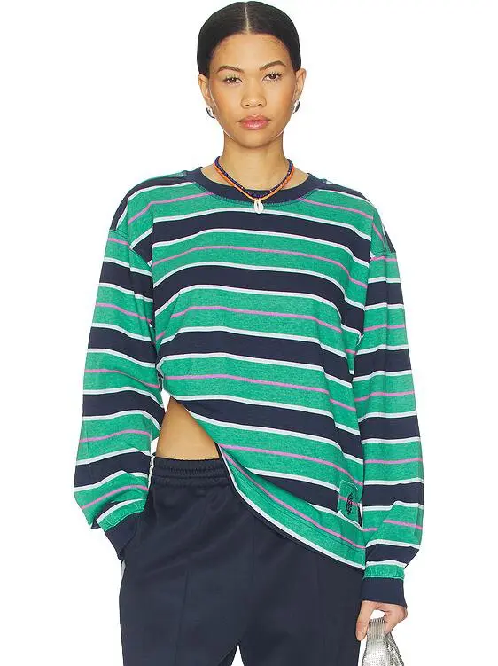 Free People Printed Hustle Layer - Navy & Green