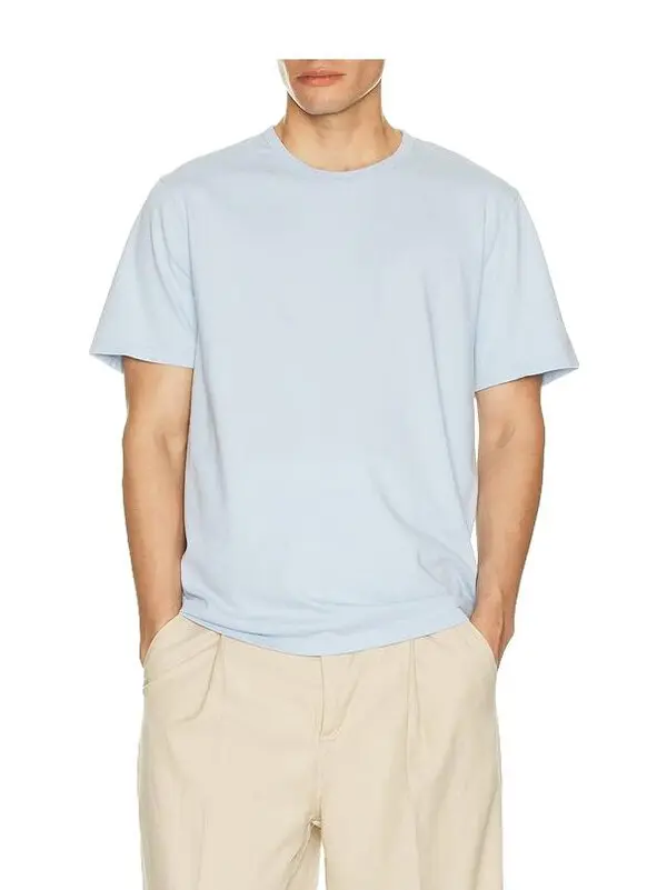 Vince Garment Dye Short Sleeve Tee In Baby Blue - Washed Rainwater