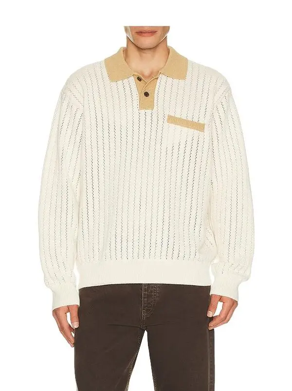 Obey Jasper Polo Sweater In Cream - Unbleached Multi