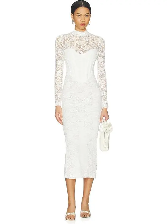 Bardot Carmen Lace Corset Midi Dress - Orchid White