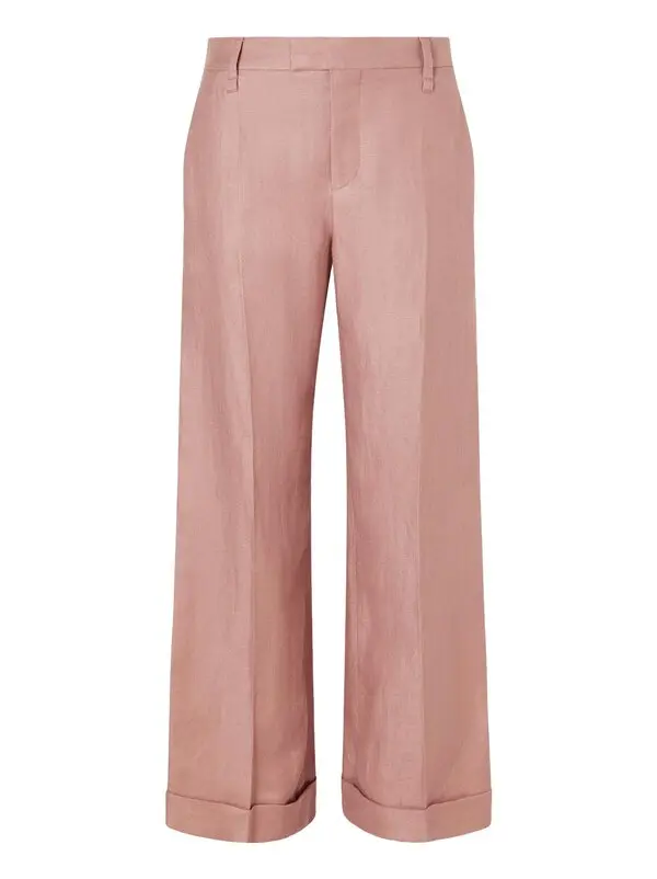Brunello Cucinelli Linen Wide-leg Trousers - Pink