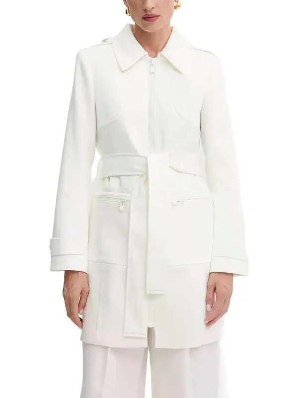 MORGAN Belted Zip Coat - White