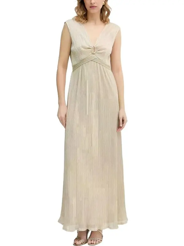 MORGAN Ring Detail V-neck Maxi Dress - Neutrals