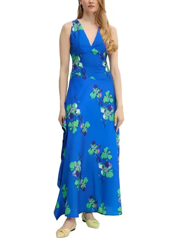 MORGAN Floral V-neck Maxi Dress - Blue