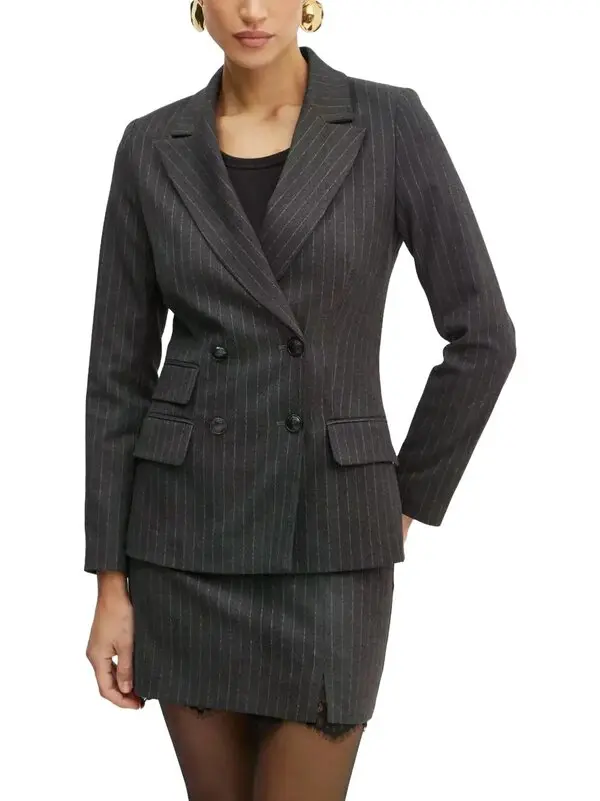 MORGAN Pinstripe Double-breasted Blazer - Grey