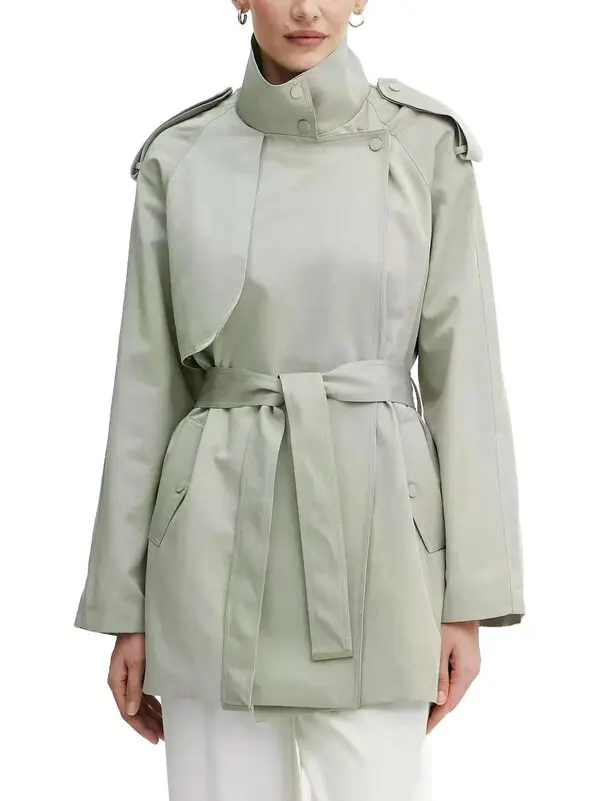 MORGAN Belted High-neck Coat - Green