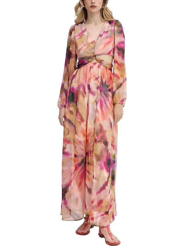 MORGAN Tie-dye Cut-out Maxi Dress - Pink