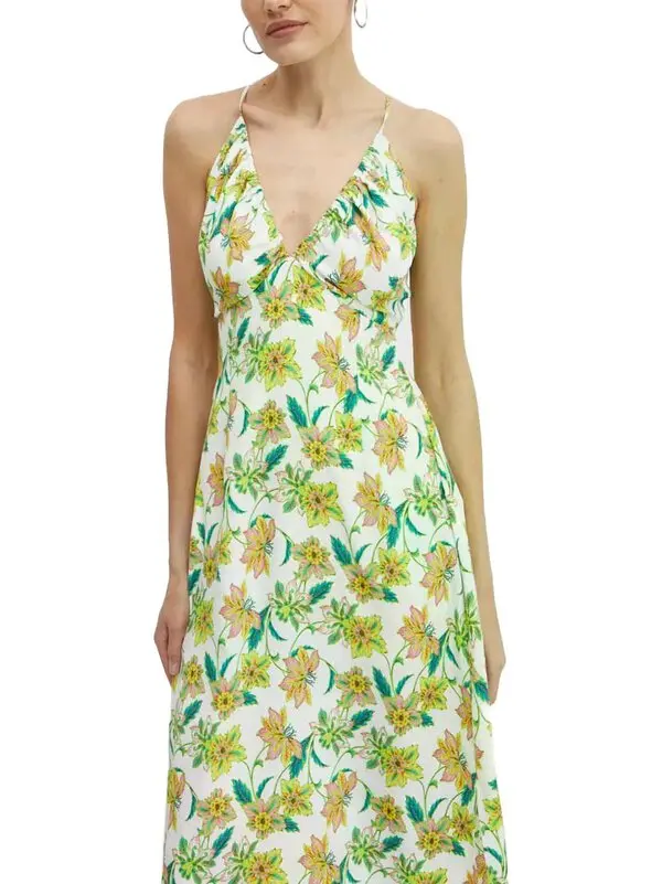 MORGAN Floral V-neck Midi Dress - White