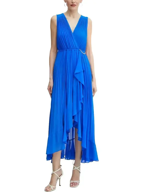 MORGAN Pleated Chain Midi Dress - Blue