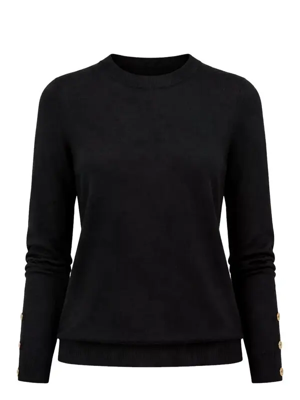 Michael Kors Button-embellished Round Neck Sweater - Black