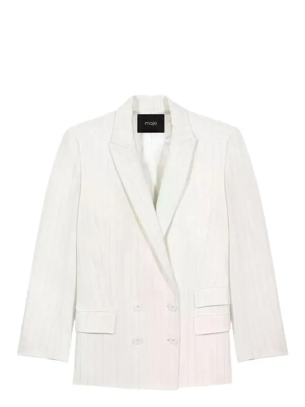 Maje Pinstripe Double-breasted Blazer - White