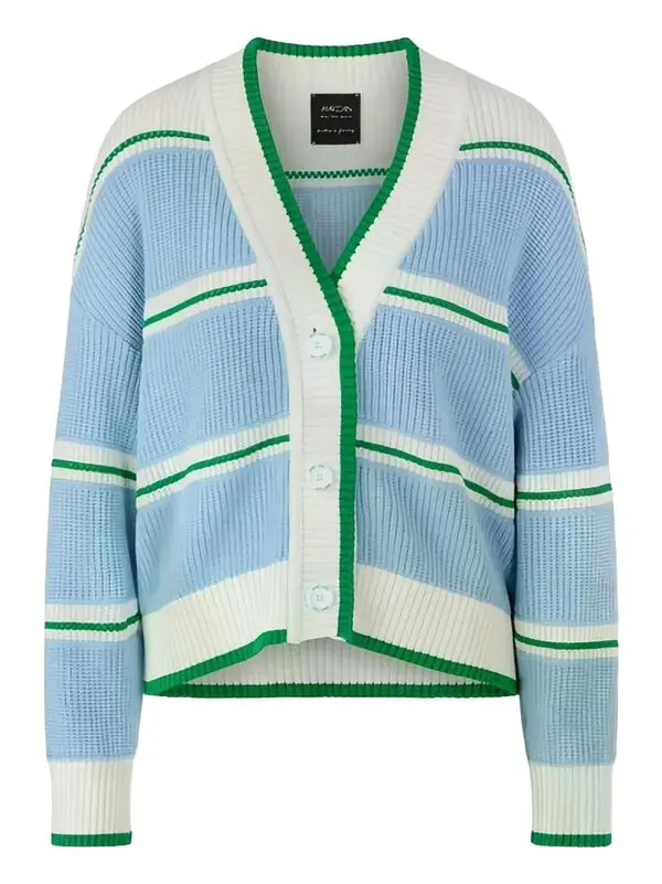 MARCCAIN Striped V-neck Cardigan - Blue