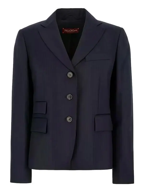 Max Mara Pinstripe Virgin Wool Jacket - Blue