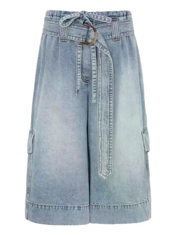 Zimmermann Belted Cargo Denim Shorts - Blue
