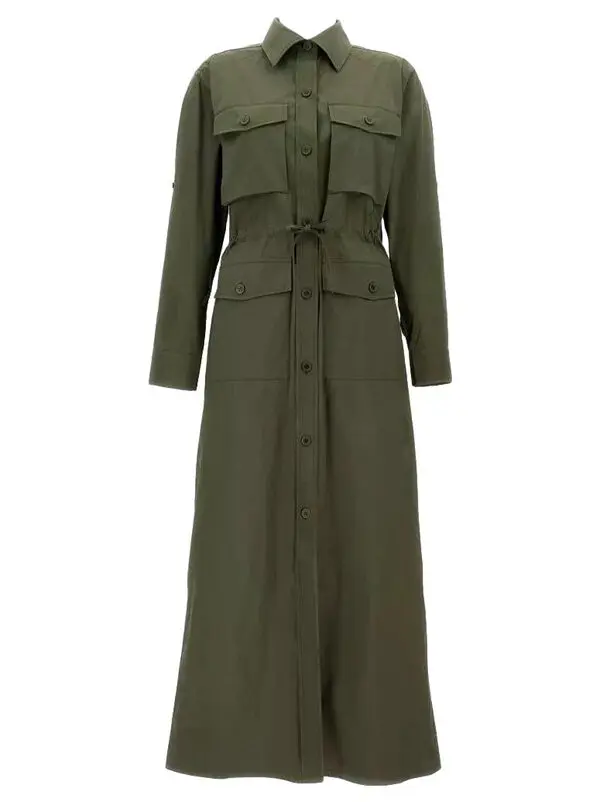 P.a.r.o.s.h Button Drawstring Shirt Midi Dress - Green