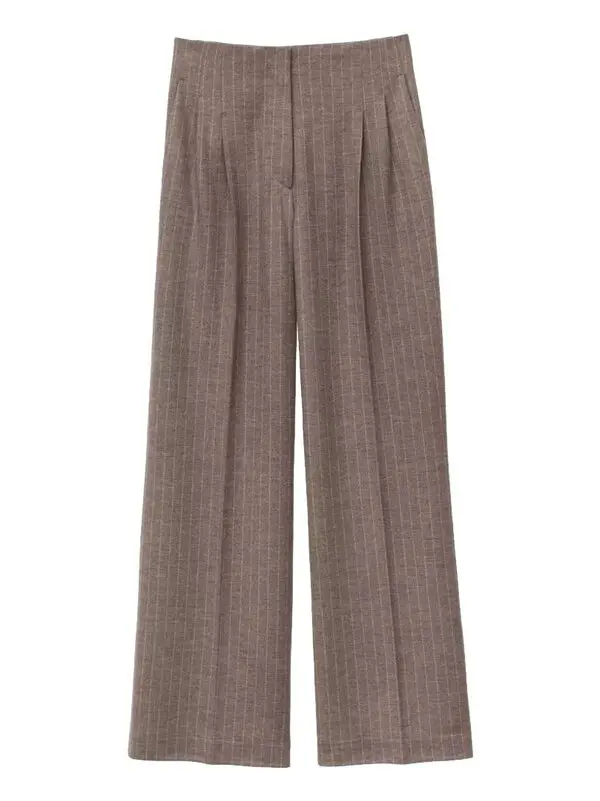 Iris Von Arnim Pinstripe Pleated Trousers - Brown