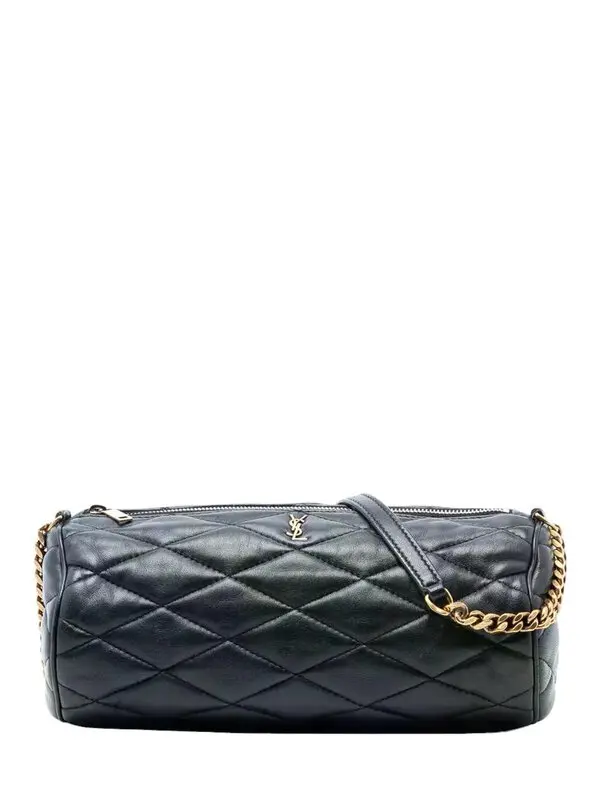 Saint Laurent Small Quilted Lambskin Sade Tube Bag - Black