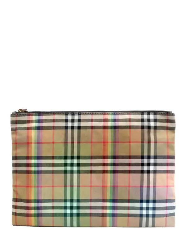 Burberry House Check Canvas Clutch - Brown