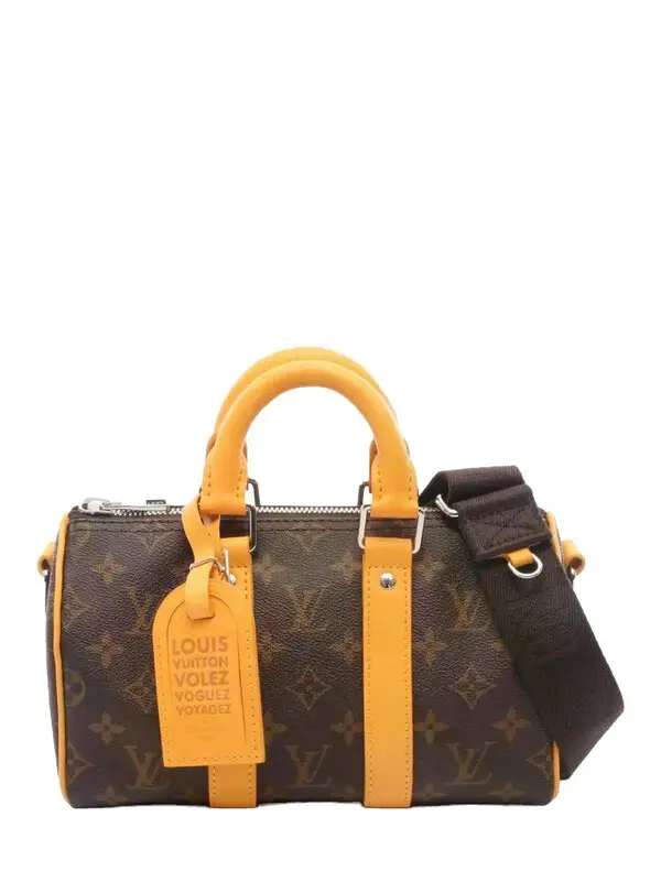 LOUIS VUITTON Monogram Macassar Keepall Bandouliere 25 Satchel - Brown