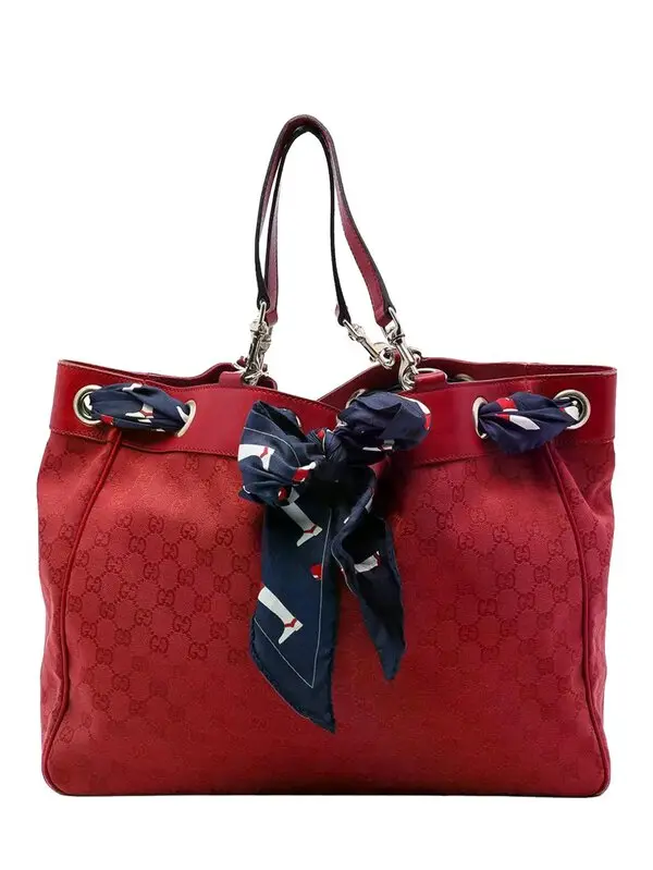 Gucci Large Gg Canvas Positano Tote Bag - Red