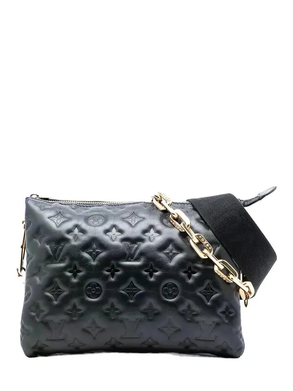 LOUIS VUITTON Monogram Embossed Lambskin Coussin Pm Satchel - Black