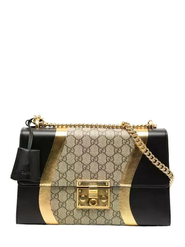 Gucci Gg Supreme Osiride Padlock Crossbody Bag - Brown