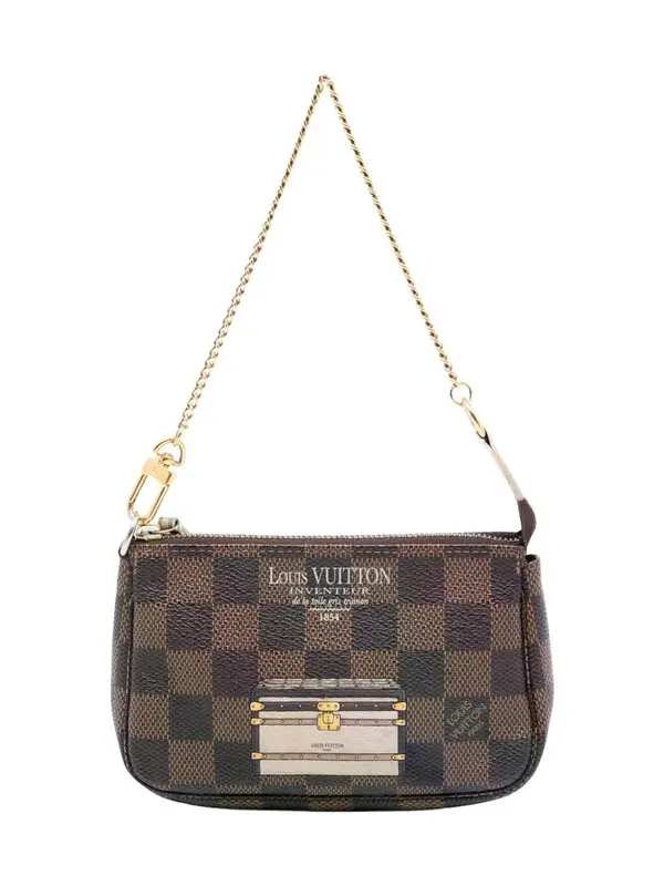 LOUIS VUITTON Damier Ebene Trunks And Locks Mini Pochette Accessoires - Brown