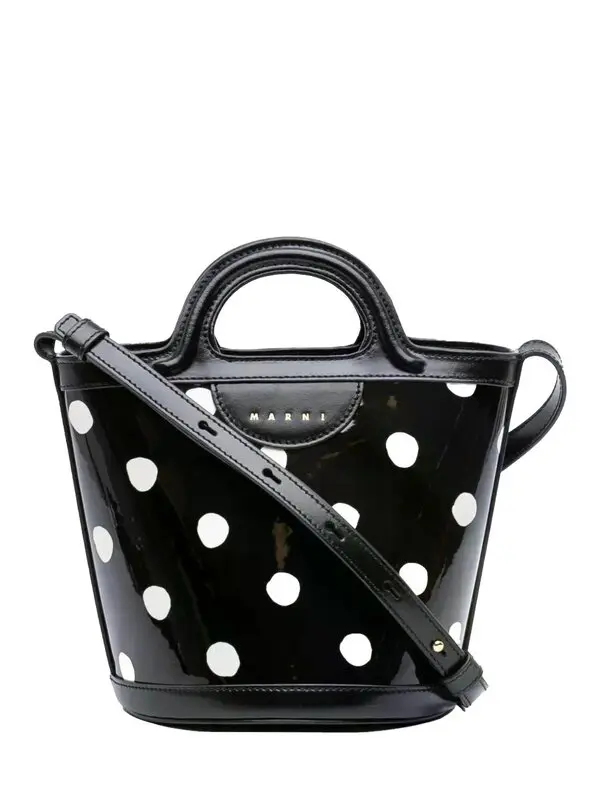 Marni Patent Polka Dot Tropicalia Satchel - Black