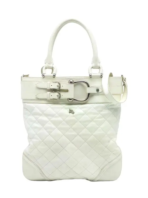 Burberry Hillgate Convertible Tote Satchel - White