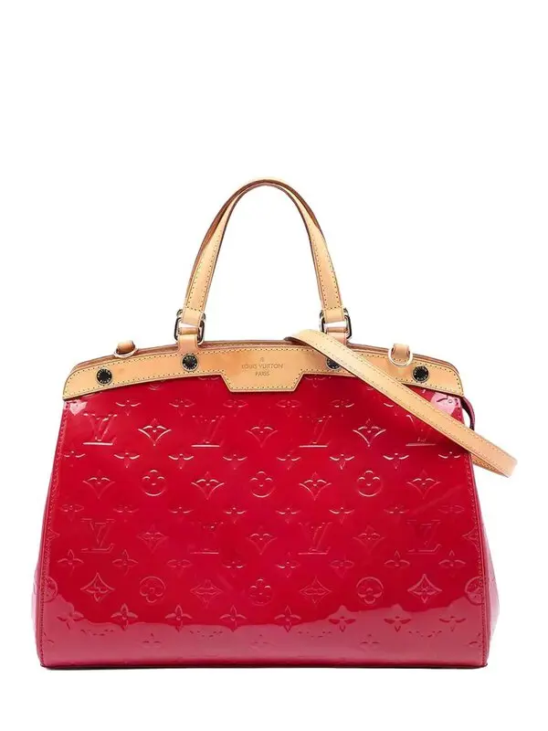 LOUIS VUITTON 2014 Monogram Vernis Brea Mm Satchel - Red