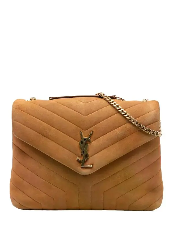 Saint Laurent Matelasse Suede Monogram Loulou Chain Bag - Brown
