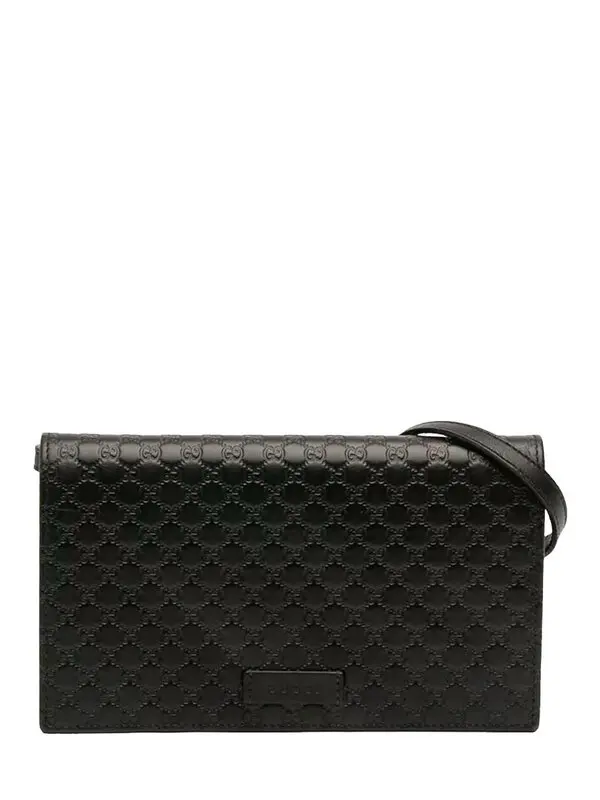 Gucci Microssima Wallet On Strap - Black