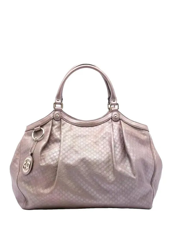 Gucci Large Metallic Micro Guccissima Sukey Tote - Pink