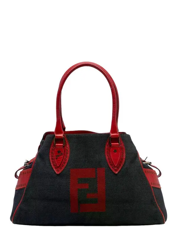 Fendi 2000-2010 Denim Etikno Du Jour Handbag - Blue