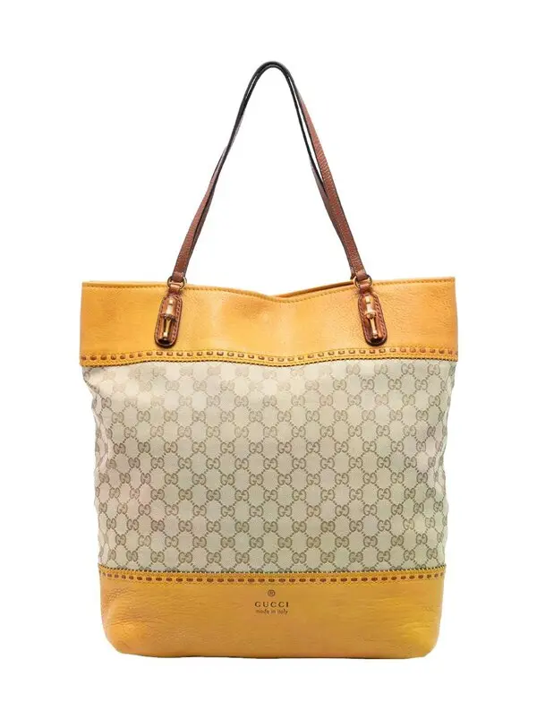 Gucci Large Gg Canvas Laidback Crafty Tote Bag - Yellow