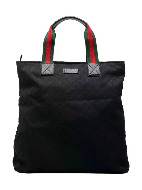 Gucci Gg Canvas Web Tote Bag - Black