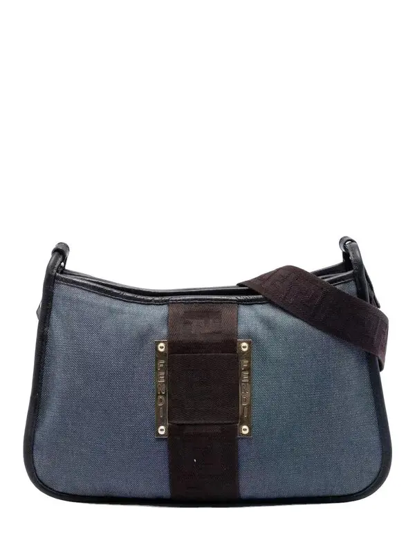Fendi 2000-2010 Denim Pochette Crossbody Bag - Blue