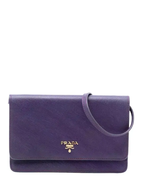 Prada Saffiano Wallet On Strap Crossbody Bag - Purple