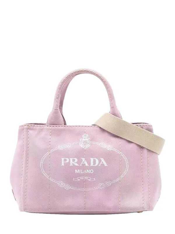 Prada Small Canapa Logo Satchel - Pink