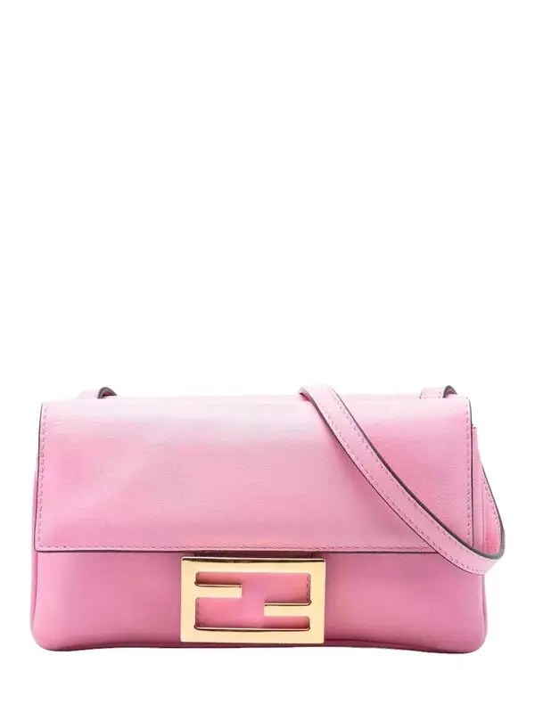 Fendi 2010-2025 Leather Duo Baguette Crossbody Bag - Pink