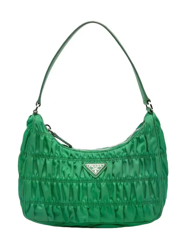 Prada 2019-2026 Tessuto Gaufre Re Edition Shoulder Bag - Green