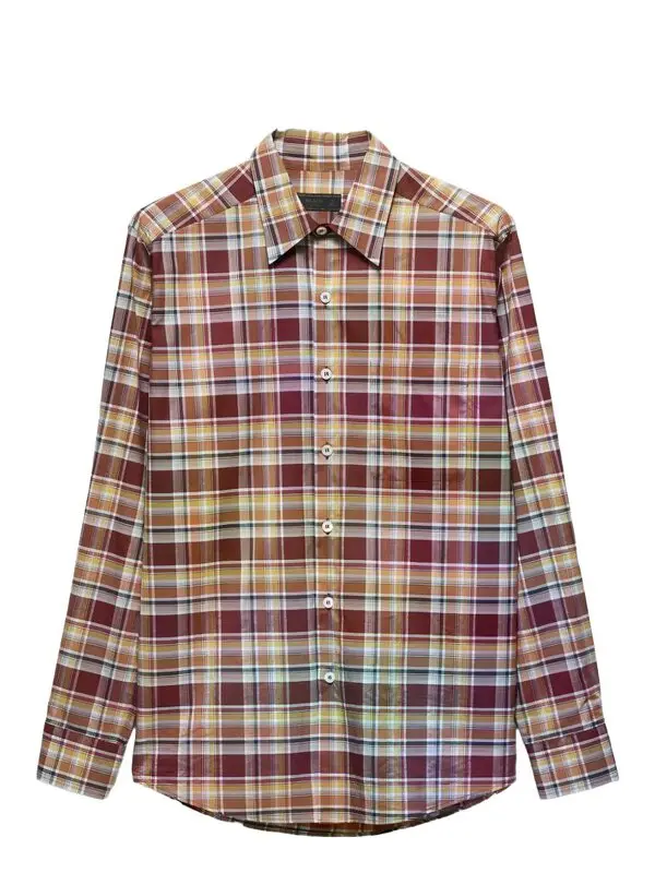 Prada Checked Cotton Shirt - Brown