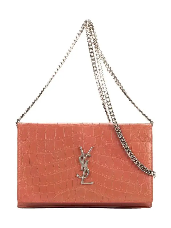 Saint Laurent Croc-embossed Chain Bag - Red