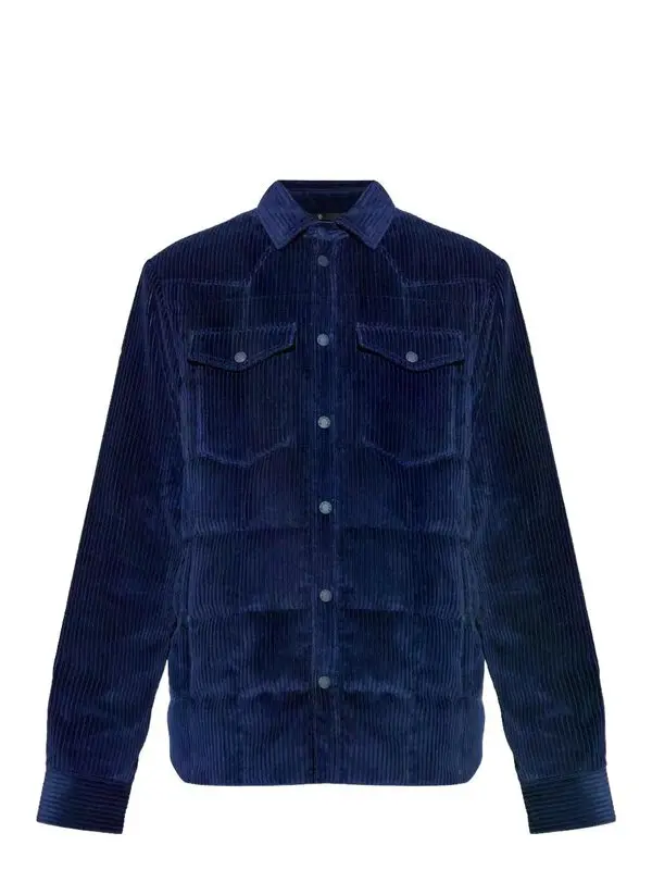 Moncler Gelt Corduroy-texture Chest-pocket Shirt Jacket - Blue
