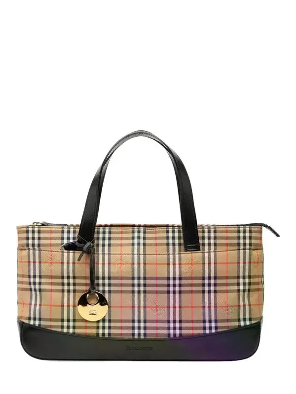 Burberry Haymarket Check Canvas Tote Bag - Brown