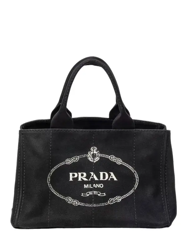 Prada Canapa Logo-appliqué Tote Bag - Black