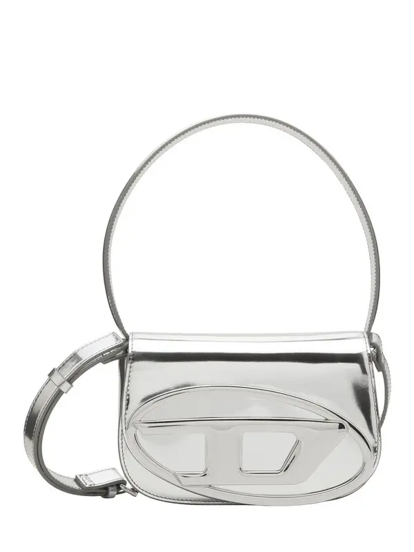 DIESEL 1dr Logo Mirror Leather Handbag - Silver