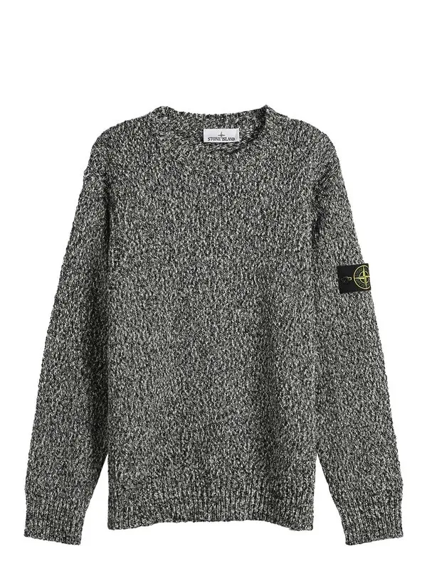 Stone Island Speckled Cotton Knit Jumper - Black Melange