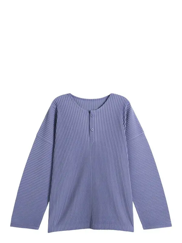 Issey Miyake Pleat Henley Top - Manarola Wall Violet